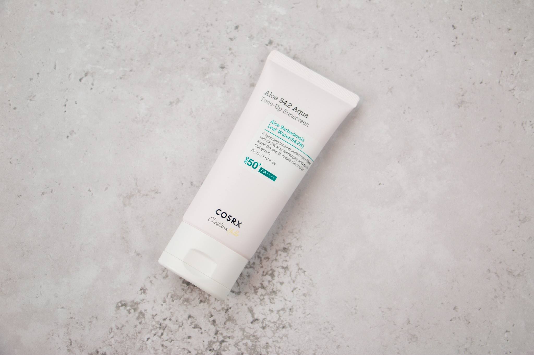 Cosrx Aloe 54.2 aqua tone-up sunscreen swatch and review - Christinahello